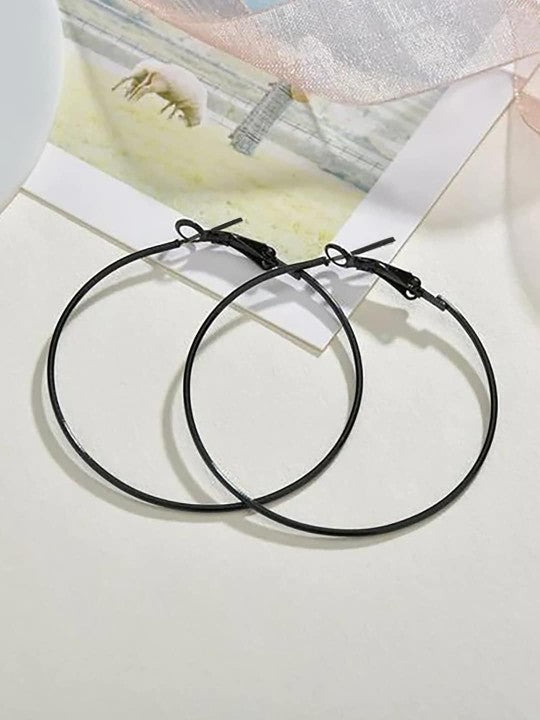 Black Large Circular Hoop Earrings – PRIVIU